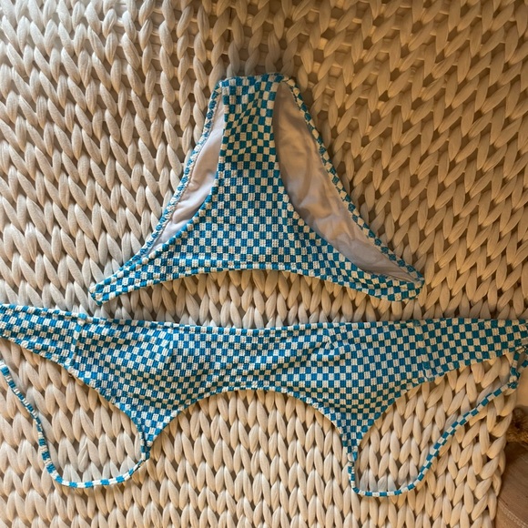 Swim | Checkered Blue White Bikini | Poshmark